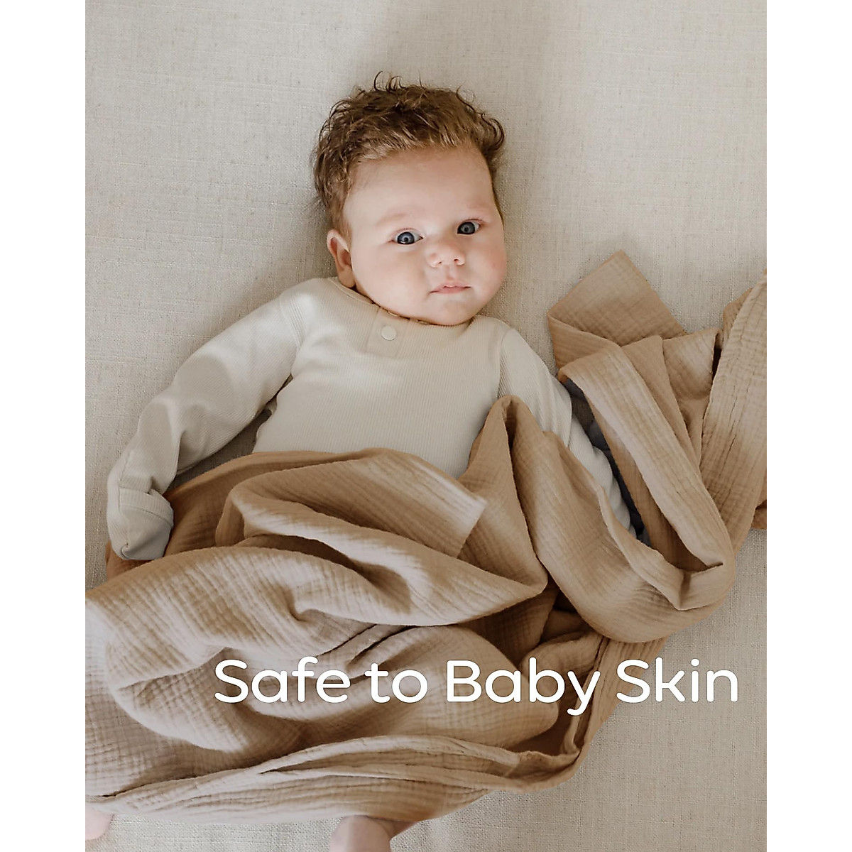 Mom Beebi Muslin Swaddle Blankets, 100% Muslin Cotton Swaddle Blanket for Unisex, 4 Pack Skin-Friendly and Breathable Baby Blankets, 47 x 47 inches - Autumnal Warmth