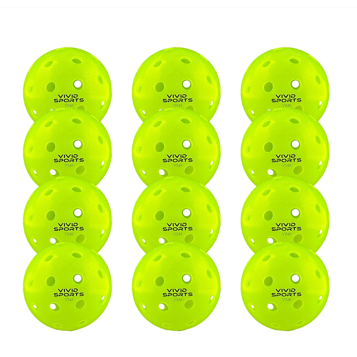 Vivid Sports Outdoor Pickleballs | 12 Pack | 6 Pack | USA Pickleball Approved & Sanctioned for Tournament Play, Pickleball Balls with Mesh Carry Bag