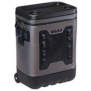 Evolution Outdoor EVO Leak Proof Rolling Cooler 25 Quart, 16x 12x 22in. Insulated Cooler Bag with ABS Molded Top, 8 Accessory Loops, Retractable 4-Stage Handle