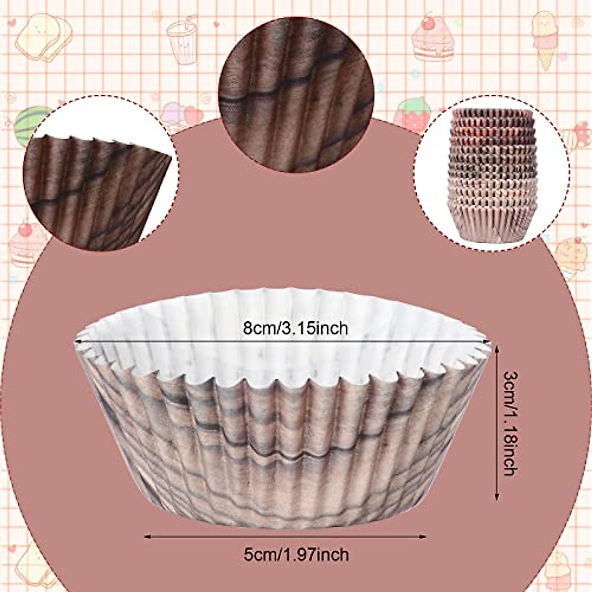 300 Pieces Cupcake Liners Cupcake Wrappers Woodland Animal Cupcake Cups Paper Muffin Baking Liners Holders for Bridal Showers Wedding Holiday Birthday Party Decorations (Woodgrain)