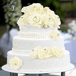 Yastouay 110Pcs 3.5inch Foam Rose Heads Ivory White Artificial Flowers Bulk Foam Roses Stemless Fake Rose Heads for DIY, Baby Shower Cake Decor Home Wedding Decoration