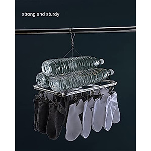 AOBYMIN Sock Drying Rack with 26 Clips, Aluminum Sock Hanger, Laundry Clothes Drying Rack for Socks, Underwear, Towels, Bras, Lingerie, Baby Clothes