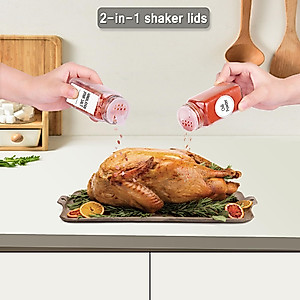 Churboro 4 Pack Magnetic Spice Rack Organizer with 24 Glass Spice Jars-Moveable Magnetic Shelf for Refrigerator- 4 oz Spice Containers with Labels, Medium, Metal Black