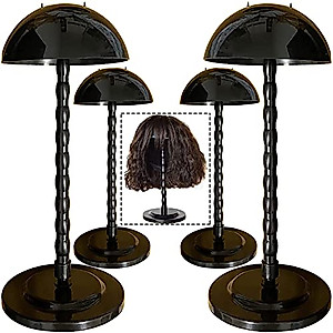 FDBJulyy 4 PCS Wig Stand Wig head Stand Wig head,4 PCS Wig Stand for 14.2 Inch wigs Portable Wig Holder Hat Display Portable Travel Wig Holder Stands for Multiple Wig Head Stand Stable (4 Pack Black)