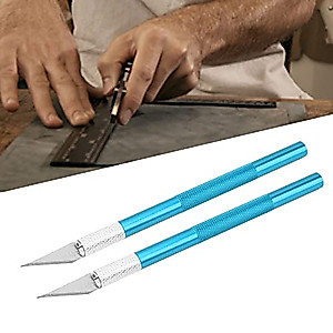 Hobby Knife, Exacto Knife Set Non Slip Handle Accurate Control 20 Blades for Crafting for Hand Account (Blue)