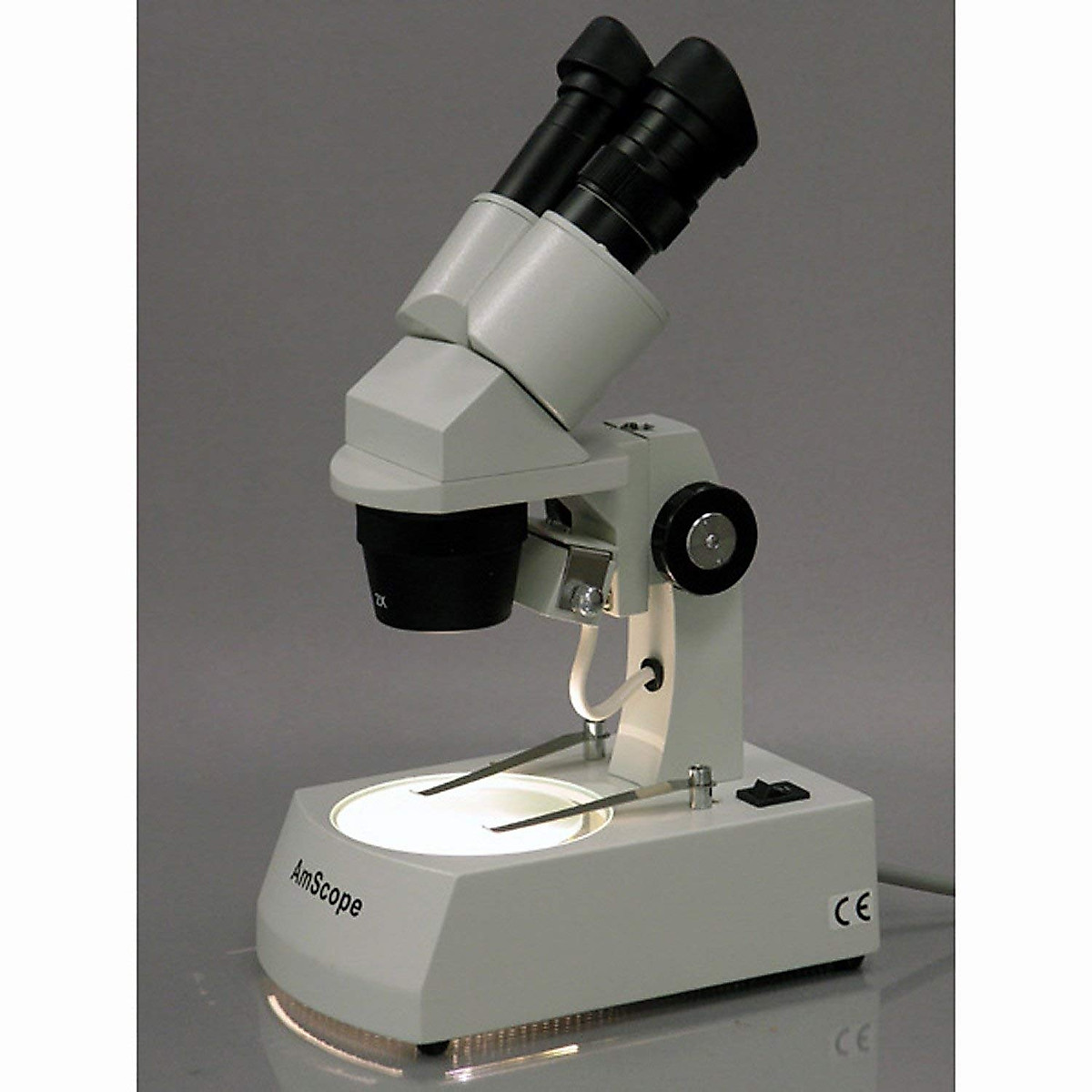 AmScope SE306-AY Binocular Stereo Microscope, WF10x and WF15x Eyepieces, 20X/30X/40X/60X Magnification, 2X and 4X Objectives, Upper and Lower Halogen Lighting, Reversible Black/White Stage Plate, Arm Stand, 120V