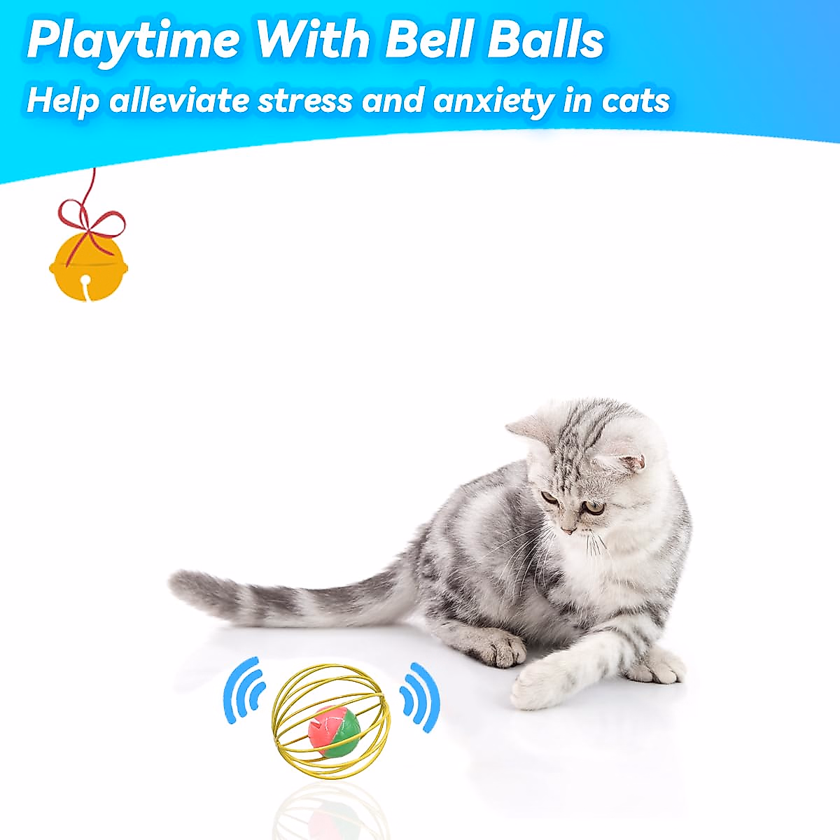 QUVOVID Cat Toys 6 Packs Cat Ball Toys, Metal Cage Balls with Mice & Bells, Cat Toys for Indoor Cats and Kitten, Interactive Cat Toys Cat Bell Balls, Mouse Toys, Kitten Toys Promote Physical Exercise