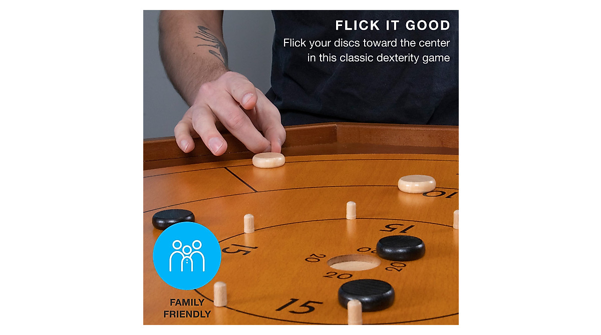 Crokinole & Checkers Board Game for Family Fun | Brybelly Classic 30"