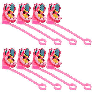 GLEAVI 8pcs Straw Tips Cover Flamingo Shape Straw Toppers Straw Plugs Silicone Straw Tips Caps for Resuable Straws Protector Decoration