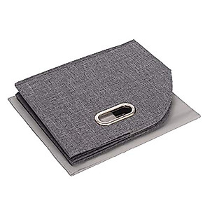 Brabtod Foldable Storage Bin - Rectangle Storage Basket with Handle, Organizer Bin for Pet Toys, Diaper, Shelves, Closet -Gray