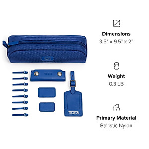 TUMI - Accents Kit - Includes 2 Leather Monogram Patches, 1 Leather Luggage Handle Wrap, 1 Luggage Tag & 8 Leather Zipper Pulls - Atlantic