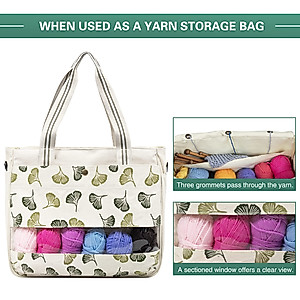 Lavievert Embroidery Project Bag, Embroidery Kits Storage Bag with Multiple Pockets for Crochet Hooks Embroidery Floss and Other Sewing Accessories