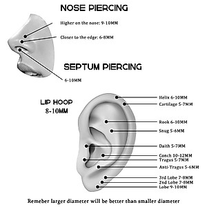 FASACCO 5 Pcs 20G 18G 16G Nose Rings Hoop Set Double Triple 316L Surgical Steel Nose Hoop Helix Septum Piercing Cartilage Hoop for Women