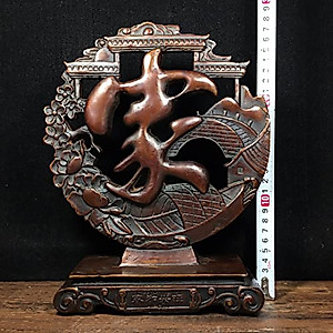 11" Tibetan Temple Collection Old Bronze Cinnabar mud Gold Home and Everything Gather Fortune Screen Ornament Exorcism Town House