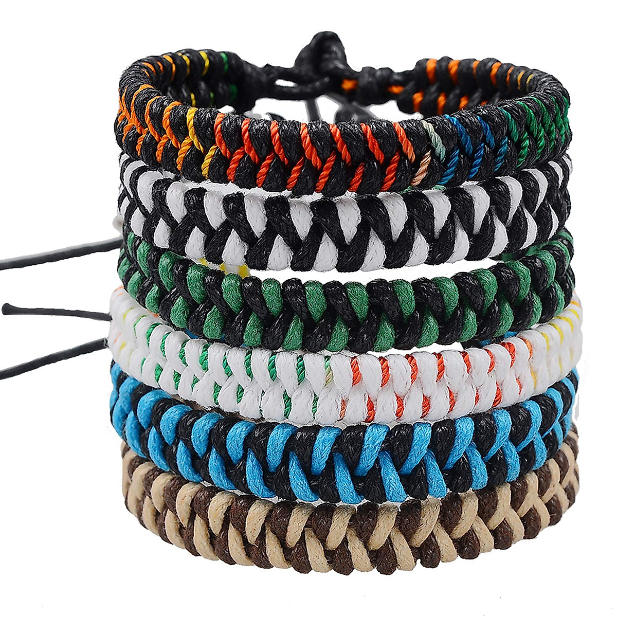 Jeka Handmade Braided Woven Friendship Bracelets Fashion 6 Pcs Bulk Men Cool Wrist Bracelet for Gift Rakhi for Brother Graduation Gifts for Him Bracelets