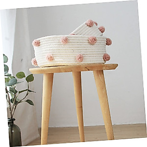 CHILDWEET Woven Hamper Storage Basket Cotton Rope Organizer Cotton Rope Key Tray Rope Woven Basket Storage Bins for Clothes Storage Bin Cotton Woven Container Manual Baby Cotton Makeup Box