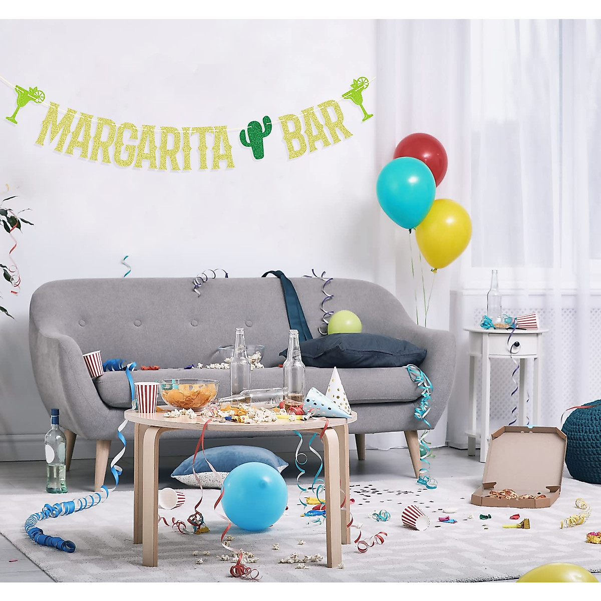 Gold Glitter Margarita Bar Banner, Margaritas Bunting Garland for Cinco De Mayo Mexican Fiesta Themed Party Decorations, Cactus Fiesta Bridal Shower Baby Shower Party Decorations