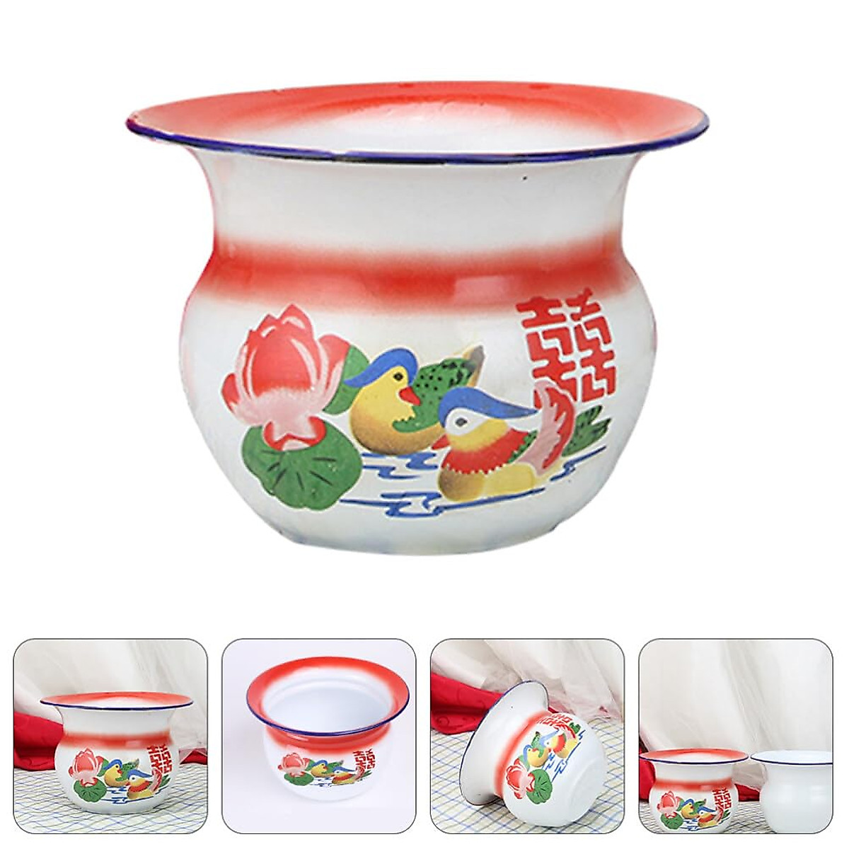 Cabilock Toilet Portable Toilet Enamel Urinal Pot Unisex Chamber Pot Enamel Spittoon chamber pot enamel potty antique enamel chamber pot for Adults Kids, Room Urinal Portable Camping Camping