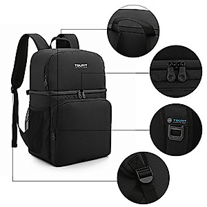 TOURIT Cooler Backpack Double Deck Lunch Backpack with Insulated Leakproof Cooler Bag for Men Women Work, Picnics, Hiking, Camping, Beach, Park or Day Trips, 28L