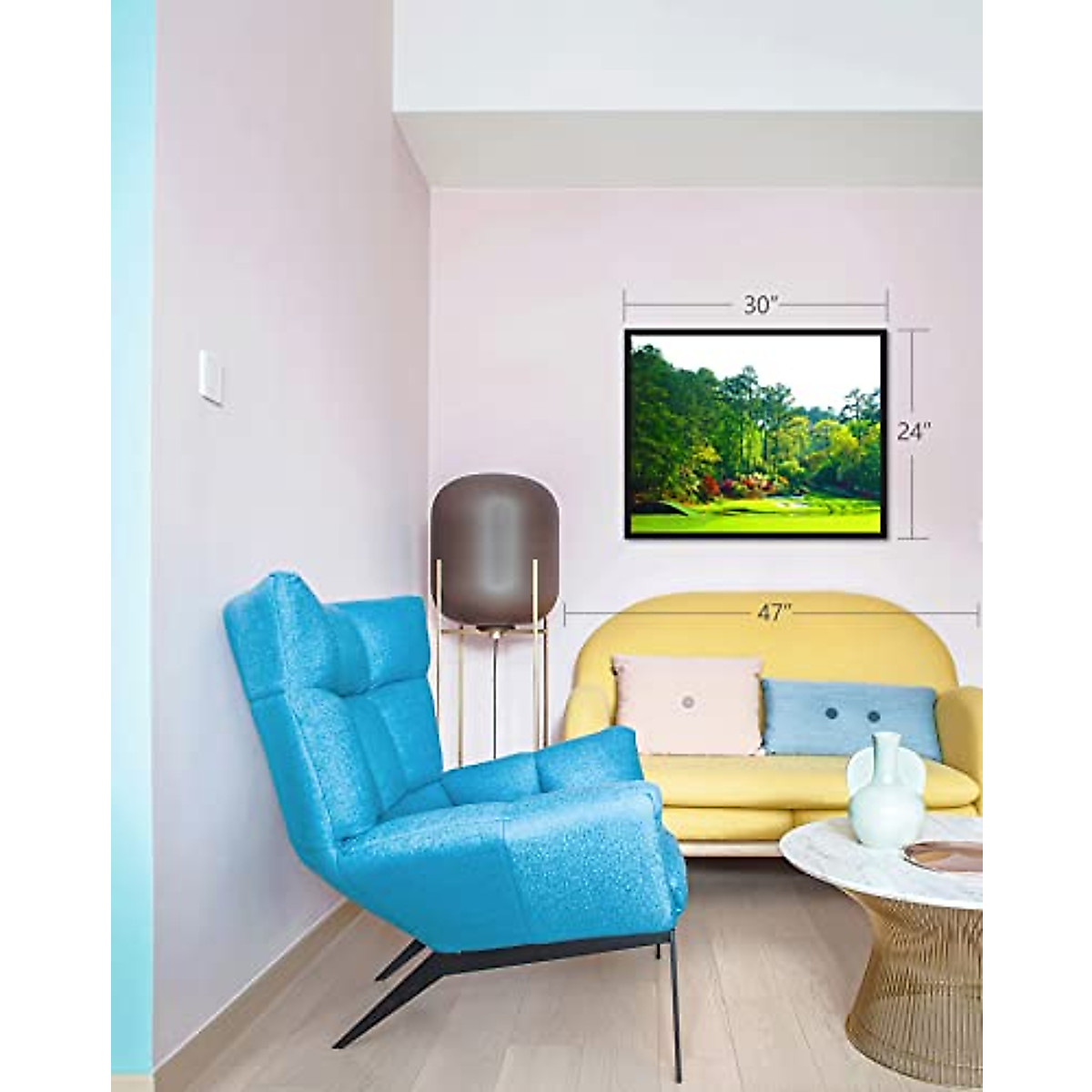 Augusta Golf Course - FRAMED - Canvas Print Home Decor Wall Art, Gallery Wrap Inner Frame, 24x24