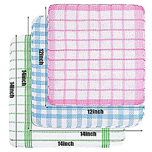 Patelai 12 Pieces Kitchen Dish Cloths for Washing Cleaning Absorbent Dish Rags Drying Dish Towels for Scrubbing Wipe Glass Home and Household Supplies, 3 Styles