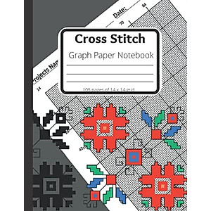 Cross Stitch Graph Paper Notebook:: Needlework designs/Simple or complex Embroidery paterns / 14 Count Graph Paper black accentuated inch squares.