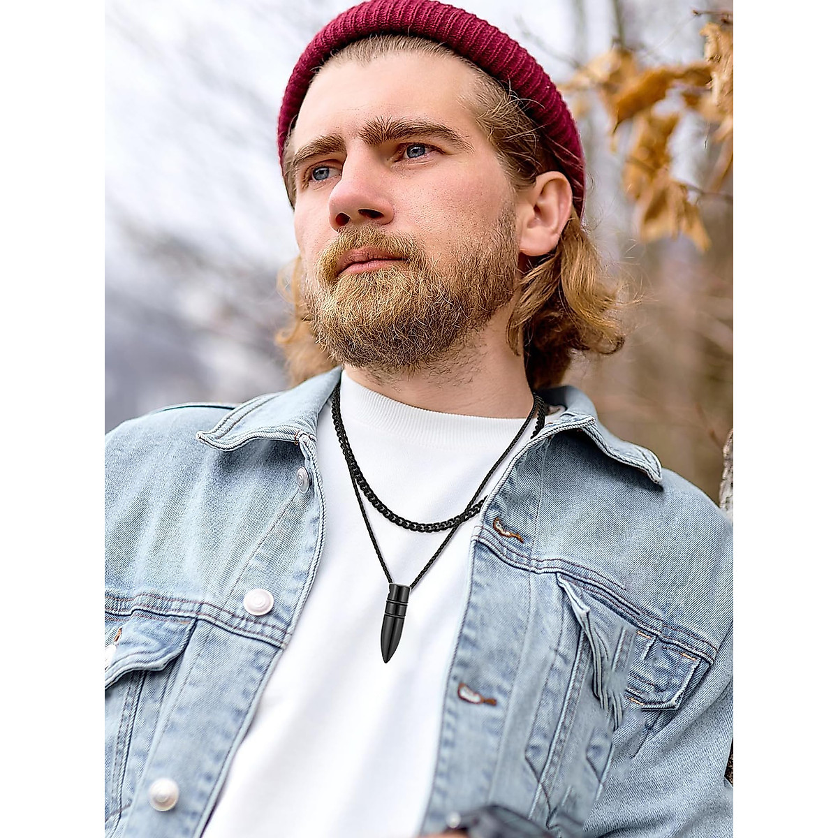 zeqingjw Bullet Urn Necklace for Ashes Memorial Cremation Jewelry Ash Holder Keepsake Jewelry for Pet/Human(Black)