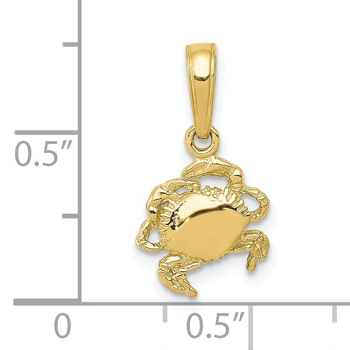 Avariah Solid 10k Yellow Gold Crab Pendant - 15mm
