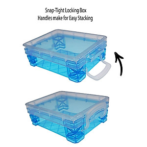 Storage Studios Advantus Super Stacker Crayon Box 8 Blue, 4, Clear, 2 Green, 2 Purple, 2 Pink 1.6 x 3.5 x 4.8 in. 61612 (18-Pack) bundled with 1 Artsiga Craft Bag