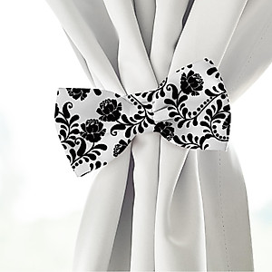 Whaline 60Pcs Flower Cotton Fabric Bundles Black White Floral Fat Quarters Flower Leaves Sewing Fabrics for DIY Handmade Crafting, 10 x 10 Inch