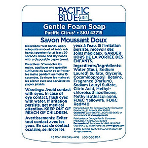 Georgia-Pacific Pacific Blue Ultra Manual Gentle Foam Hand Soap Refills by GP PRO (Georgia-Pacific),Pacific Citrus,43715,1200 mL Per Bottle,4 Bottles Per Case