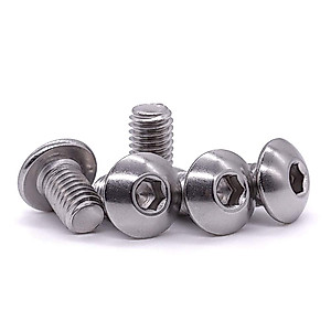M5-0.8 x 10mm Button Head Socket Cap Screws 304 Stainless Steel 18-8 Hex Socket Cap Screws, Allen Hex Drive, Full Thread, Coarse Thread UNC, 100 PCS