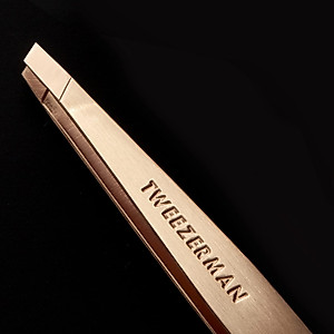 Tweezerman Stainless Steel Slant Tweezer - Eyebrow Tweezers for Women and Men (Rose Gold)