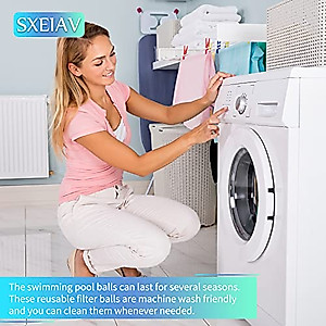 1.5 lbs Pool Filter Ball for Sand Filter Pump for Above Ground Pool, Pool Filter Media Balls Instead of Sand, Reusable Eco-Friendly Fiber Filter Media Ball (Equals 50 lbs Pool Filter Sand)