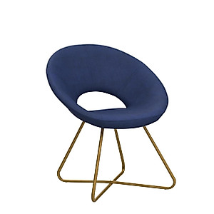 Roundhill Furniture Slatina Silky Velvet Upholstered Accent Chair with Gold Tone Finished Base, 25D x 28W x 31.5H in, Blue