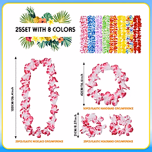 Buryeah 125 Hawaiian Luau Party Decorations Leis for Luau Party Hawaiian Glasses Hawaiian Luau Theme Party Supplies Tropical Summer Beach Party (Mixed Color)