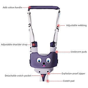 IULONEE Baby Walker, Handheld Kids Toddler Walking Harness Helper Assistant Protective Belt Child Activity Walker Adjustable Standing Up Walking Learning Helper for Toddler 7-24 Month (Grey)