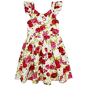 Floral Infant Backless Spring Summer Girls Sundress Clothes,D9#1,5-6 Years(130)