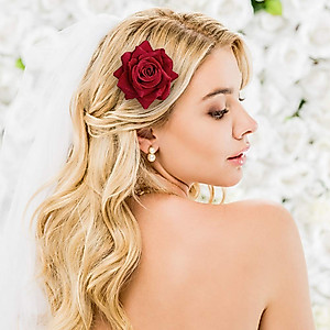 FIOBEE 2.75" Rose Hair Clip Flower Hairpin Rose Brooch Floral Clips for Woman Girl Party Wedding Pack of 3