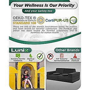 Lunix LX15 14pcs Modular Kids Play Couch, Child Sectional Sofa, Fortplay Bedroom and Playroom Furniture for Toddlers, Convertible Foam and Floor Cushion for Boys and Girls, Yellow