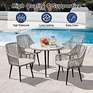 Topotdor Outdoor Chair Cushions Set of 2, Waterproof Patio Chair Cushions for Outdoor Furniture, Round Corner Seat Chair Pads with Ties for Patio Garden Dining Office, 17"x16"x2", Beige
