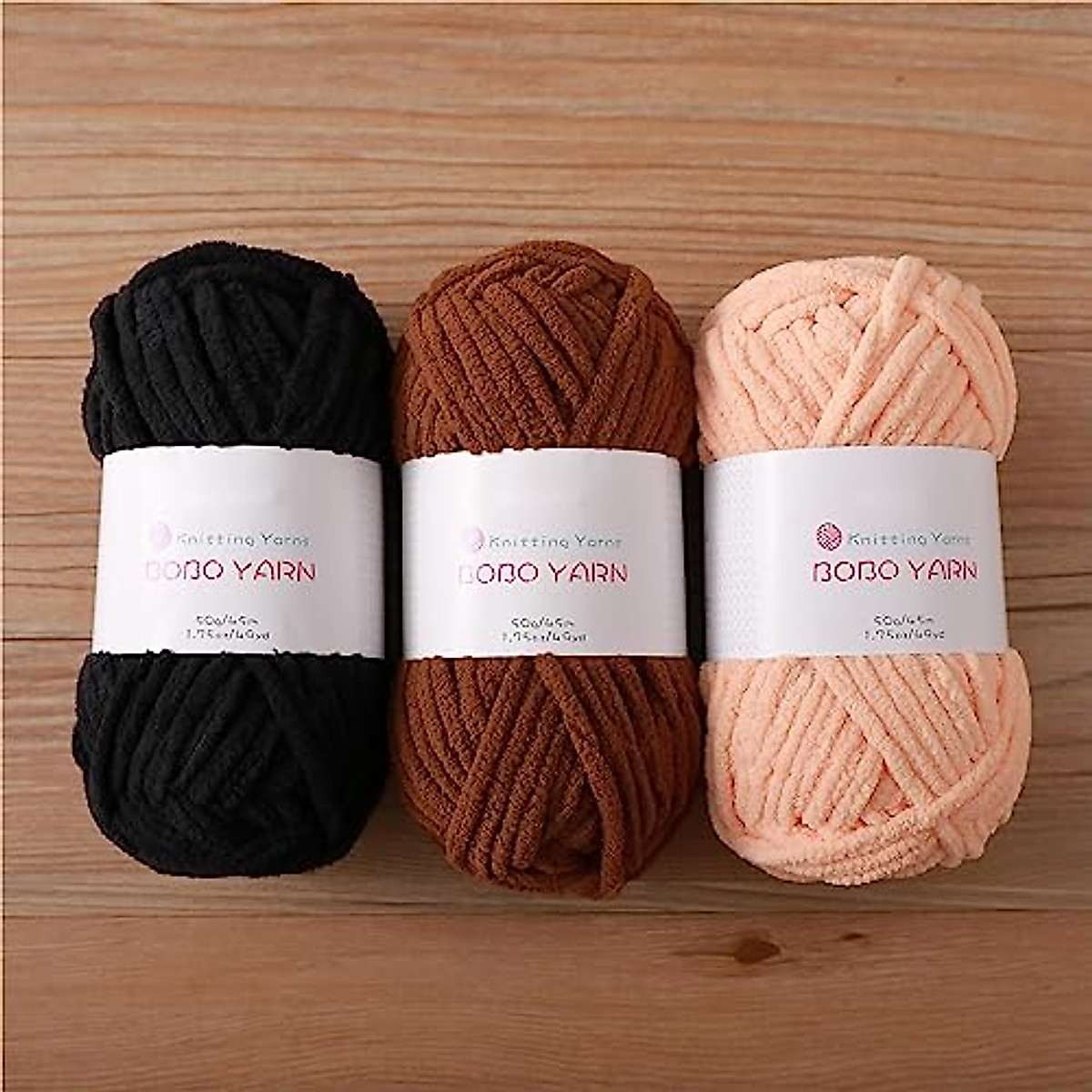 Lerchiyar Soft Chenille for Knitted Blankets,amigurumi Crochet, Fancy Crochet DIY Crafts, Baby Blankets,Knitted Crafts and Toy Dolls.（22-Brown,with 1 Crochet Hook）