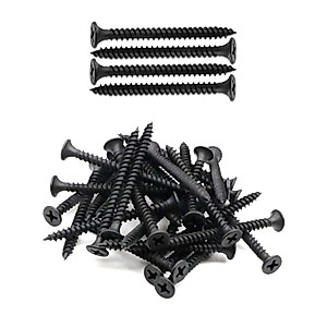 IMScrews 100pcs #6x2 Flat Head Phillips Drywall Screws Fine Thread Sharp Point Wood Screw, Carbon Steel 1022A, Black Phosphate