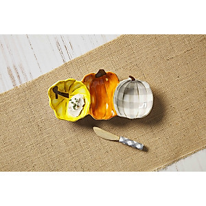 Mud Pie Figural Pumpkin Triple Dip Set, 11" x 5", Multi