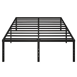 Jebosam King Size Bed Frame 14 inch Heavy Duty Steel Support 2500 lbs Bed Frame King No Box Spring Needed Easy to Assemble Non-Slip Noise Free Black Metal Bed Frame King Size