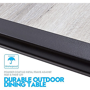 VICLLAX Outdoor Patio Metal Dining Table with Umbrella Hole- Outdoor Patio Garden Furniture (4 Seats, Grey)