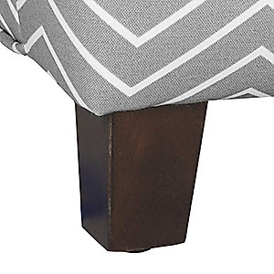 HomePop Youth Upholstered Swoop Arm Accent Chair, Grey and White Chevron
