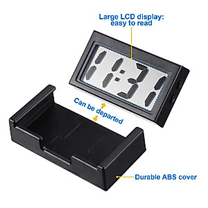 Frienda 24 Pieces Mini Digital Clock Small Magnetic Clock Car Dashboard Clock Stick on Clock Self Adhesive Bracket Digital Clock Battery Operated (Black)