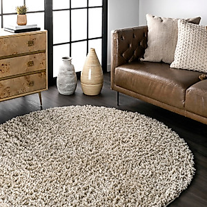 nuLOOM Neva Modern Tasseled Shag Area Rug, 5' Round, Beige