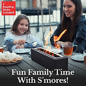 Houswise Tabletop Fire Pit - Concrete Outdoor & Indoor Fire Pit Tabletop, Smores Maker Kit, Table Top Firepit, Small Portable Mini Indoor Fireplace